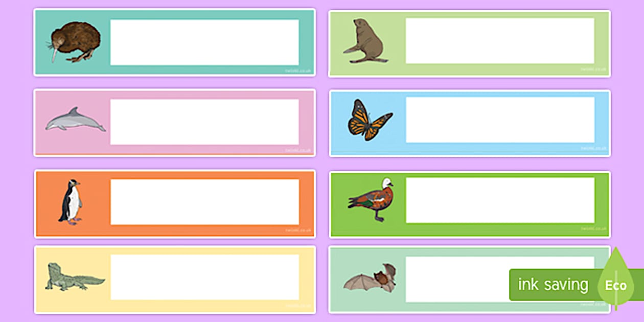 NZ Native Animals Themed Editable Drawer, Peg, Name Labels