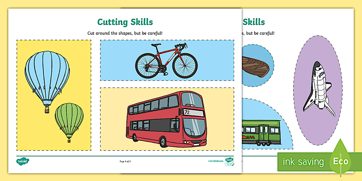Transport Cutting Skills Worksheet / Worksheets - Twinkl