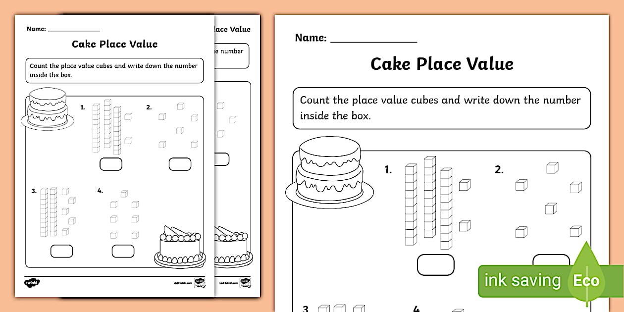 Cake Place Value Activity Sheet (Teacher-Made) - Twinkl