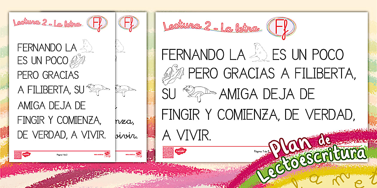 Plan de lectoescritura: La letra F - Lectura 2 - Twinkl