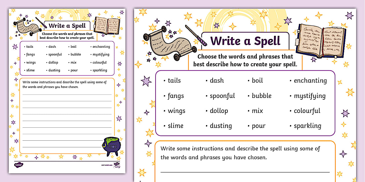 Write a Spell Worksheet - Twinkl Templates (teacher made)
