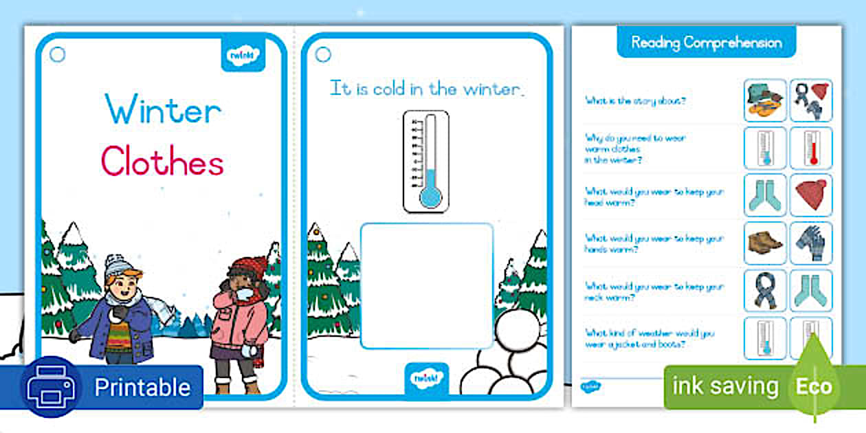 Editable Winter Clothes Comprehension Activity - Twinkl