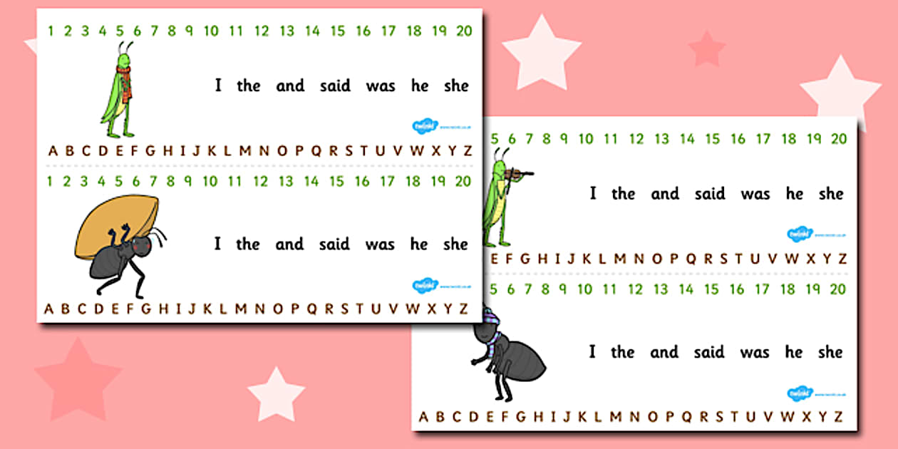 Editable The Ant and the Grasshopper Combined Number and Alphabet Strips