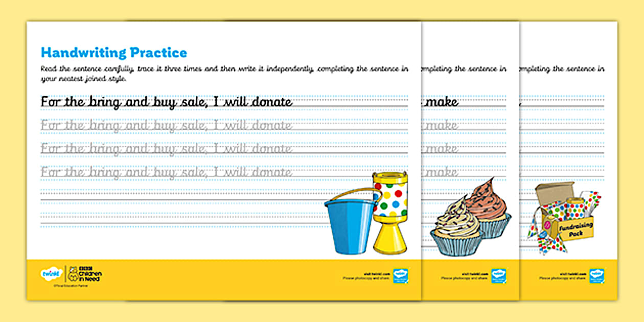 FREE! - KS2 BBC Children in Need Continuous Cursive Handwriting