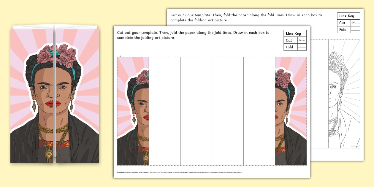Frida Kahlo Folding Art Template (teacher made) - Twinkl