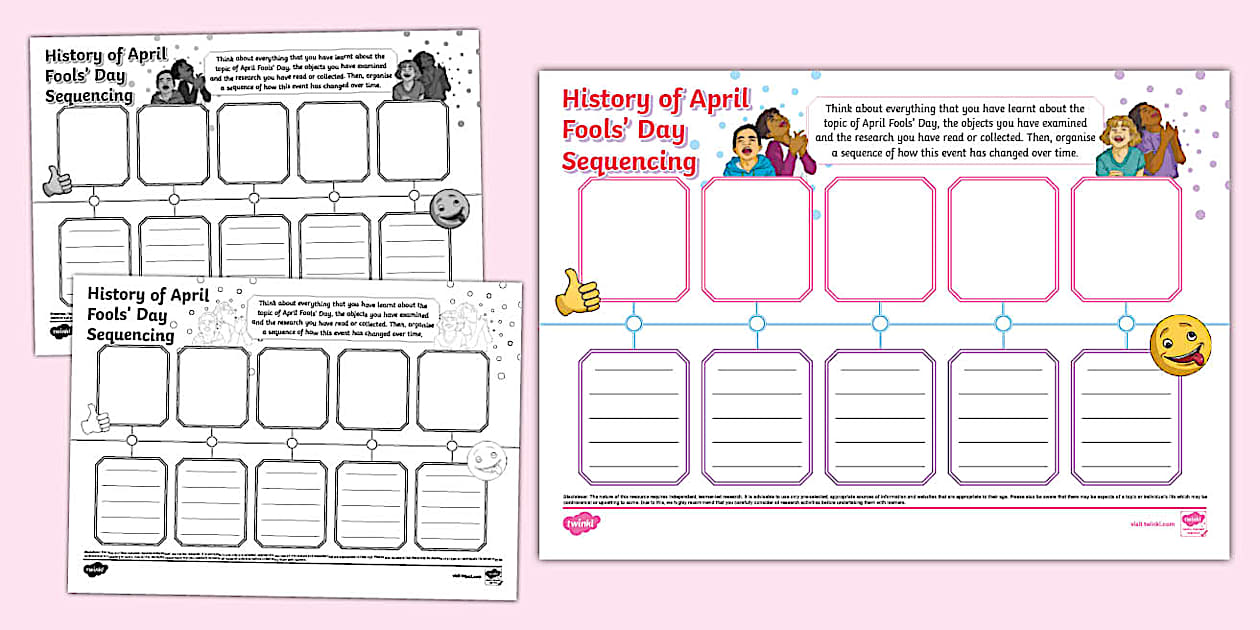 History of April Fools' Day Sequencing Worksheet