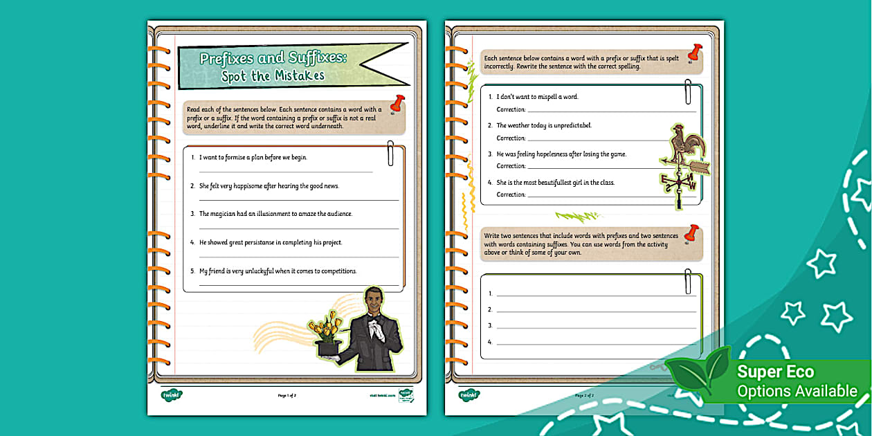 Prefixes and Suffixes: Spot the Mistakes (Ages 9 - 11)