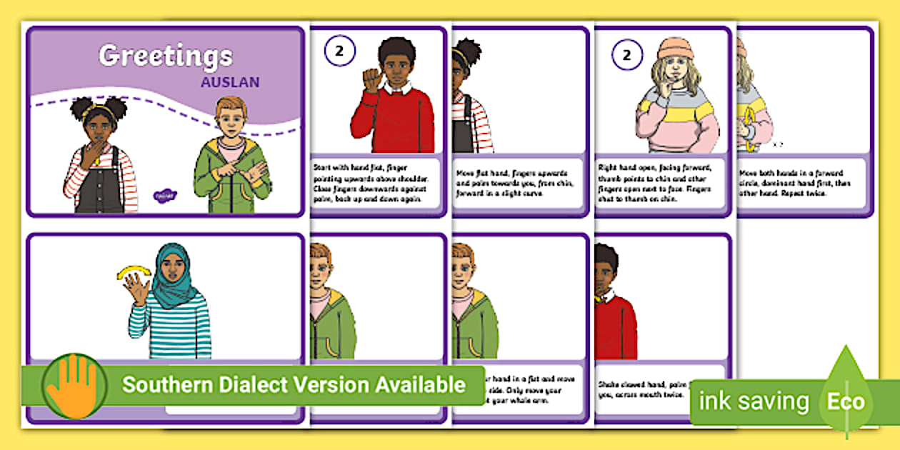 Editable Greetings Auslan Flashcards (teacher made) - Twinkl