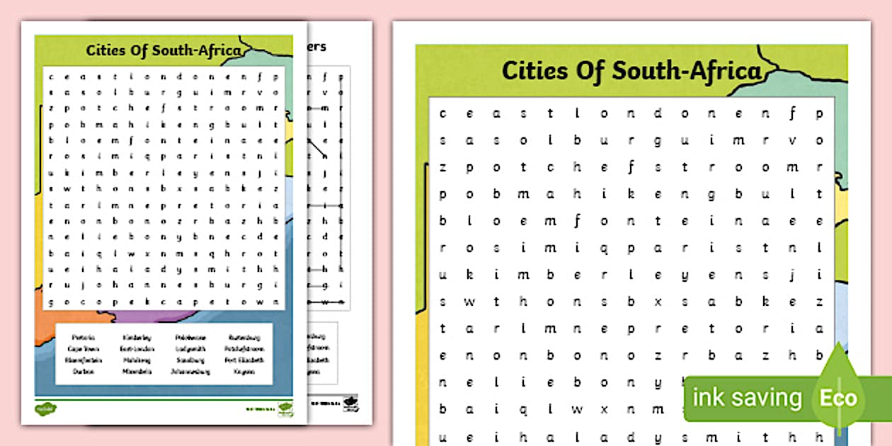 Cities Of South Africa Word Search (teacher made) - Twinkl