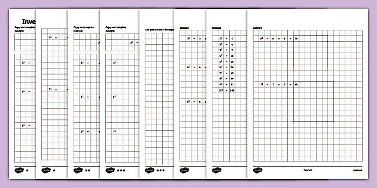 Investigating Square Numbers - Differentiated Worksheet Pack