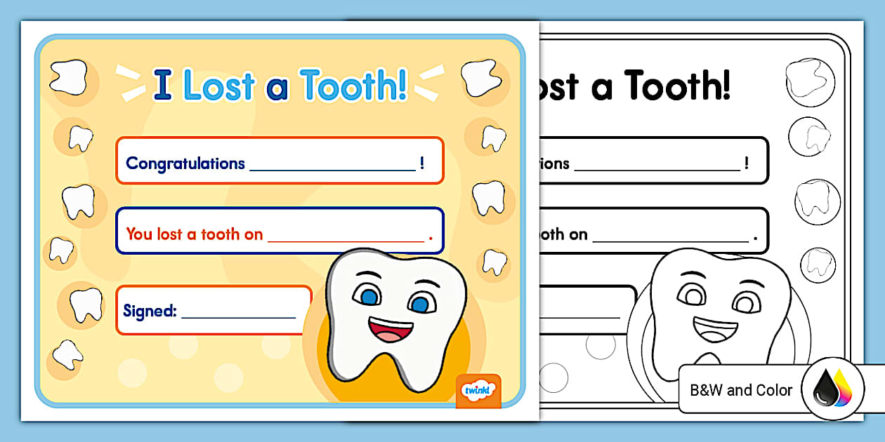 Lost Tooth Certificate | Teaching Resource | Twinkl USA