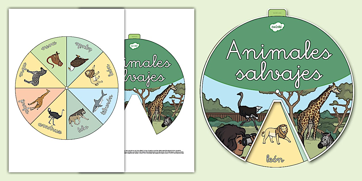 Manualidad: Ruleta de vocabulario - Los animales salvajes