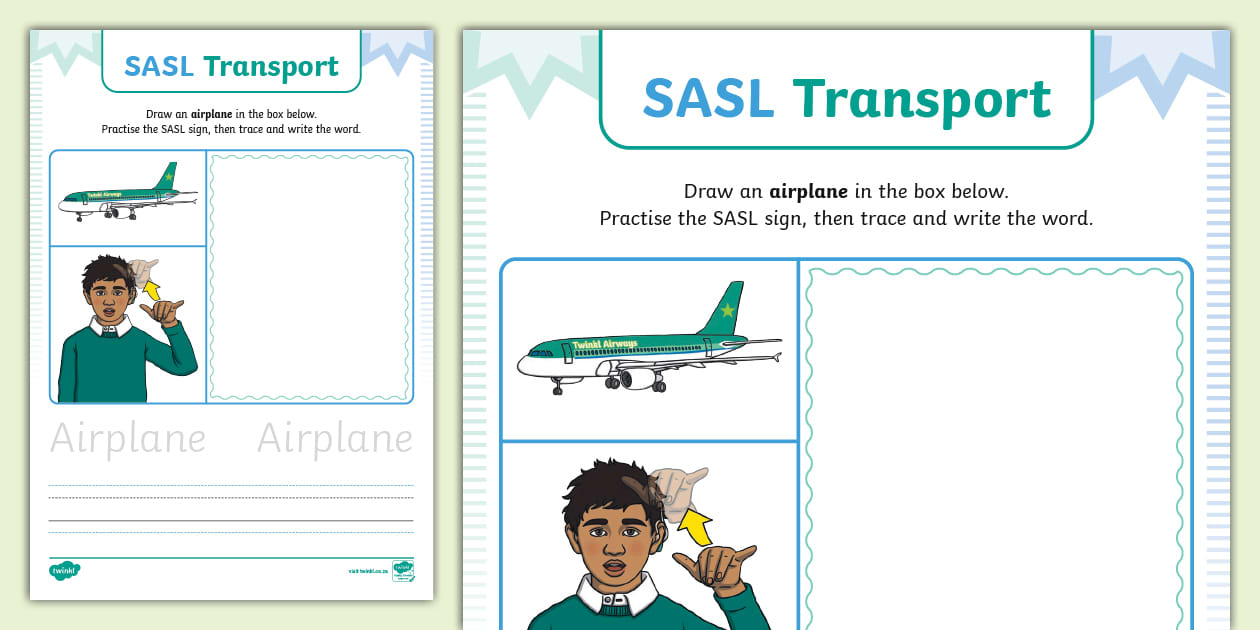 Draw, Sign and Write: SASL Airplane Activity (teacher made)