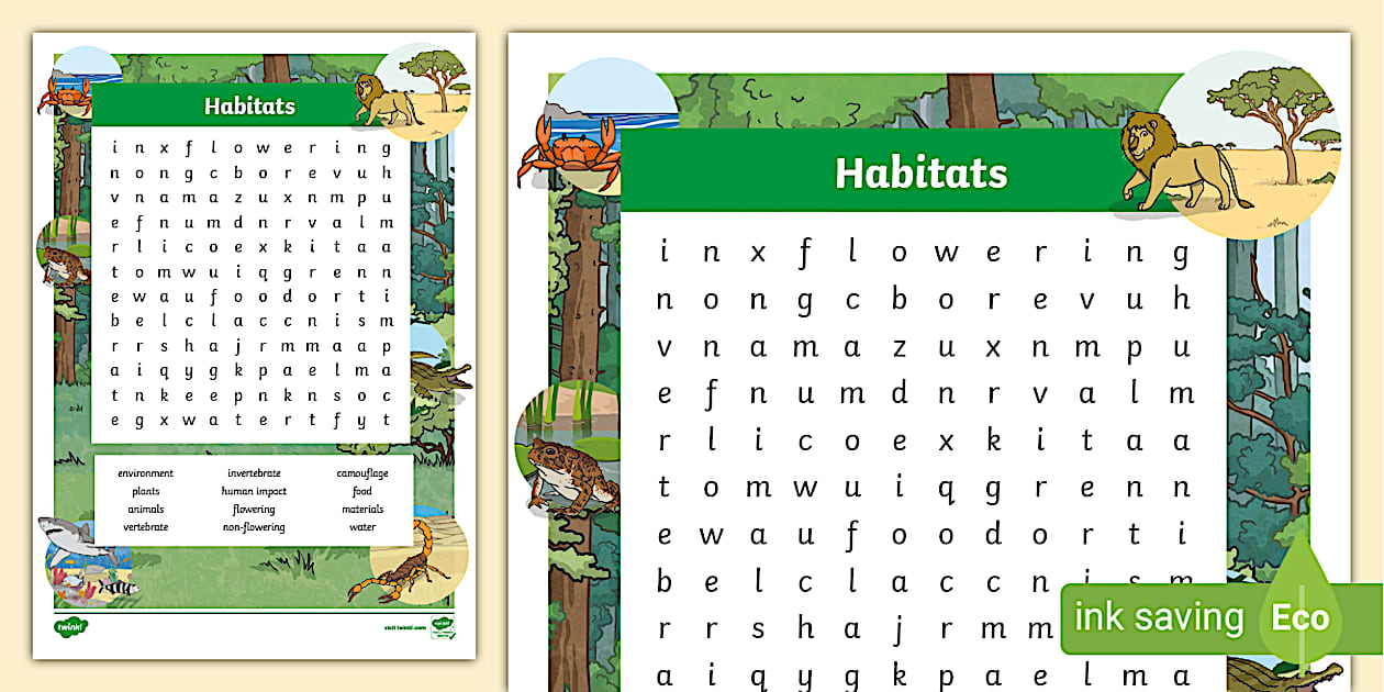 KS2 Habitats Word Search (teacher made) - Twinkl