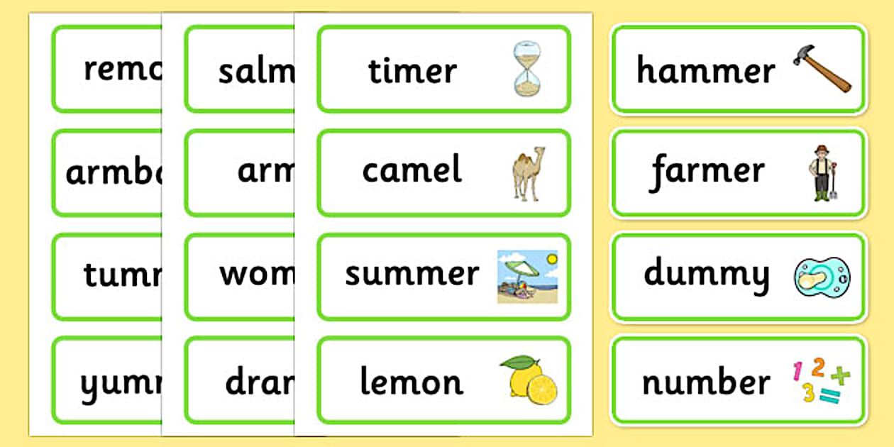 Editable Medial m Word Cards (teacher made) - Twinkl