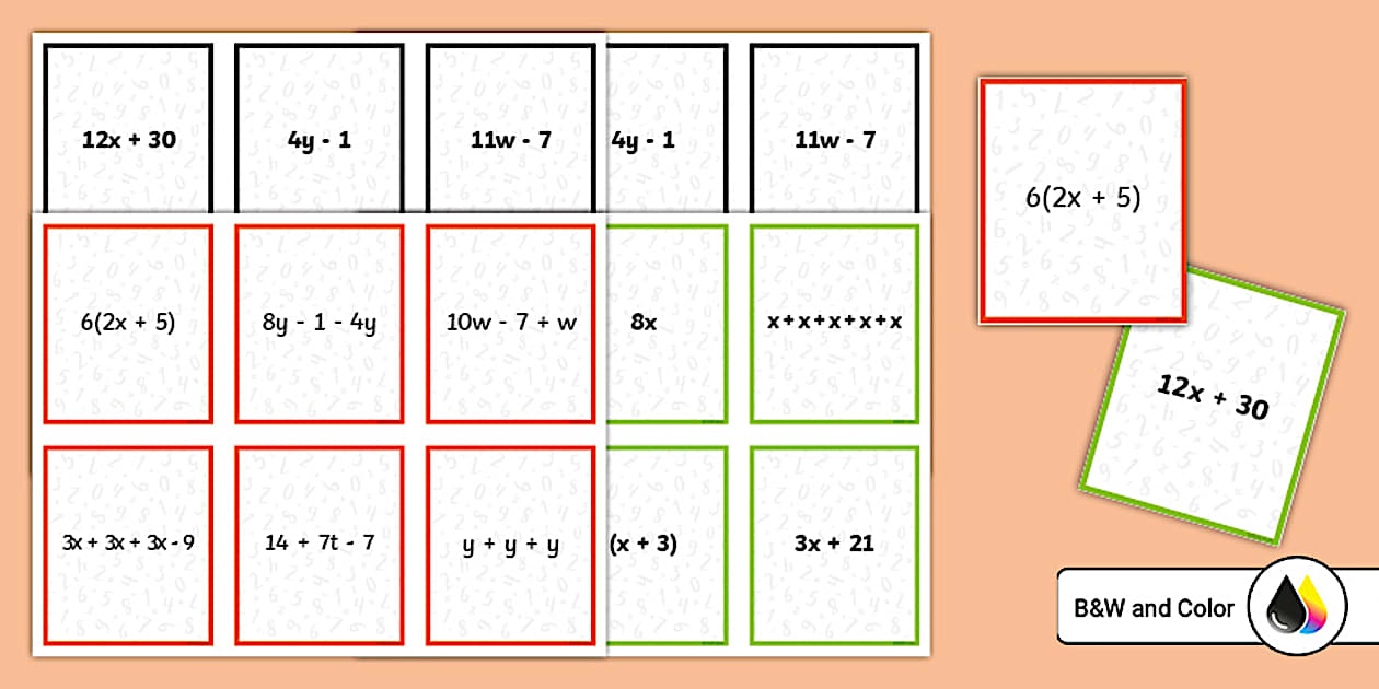 Matching Equivalent Expressions Worksheet | Twinkl USA