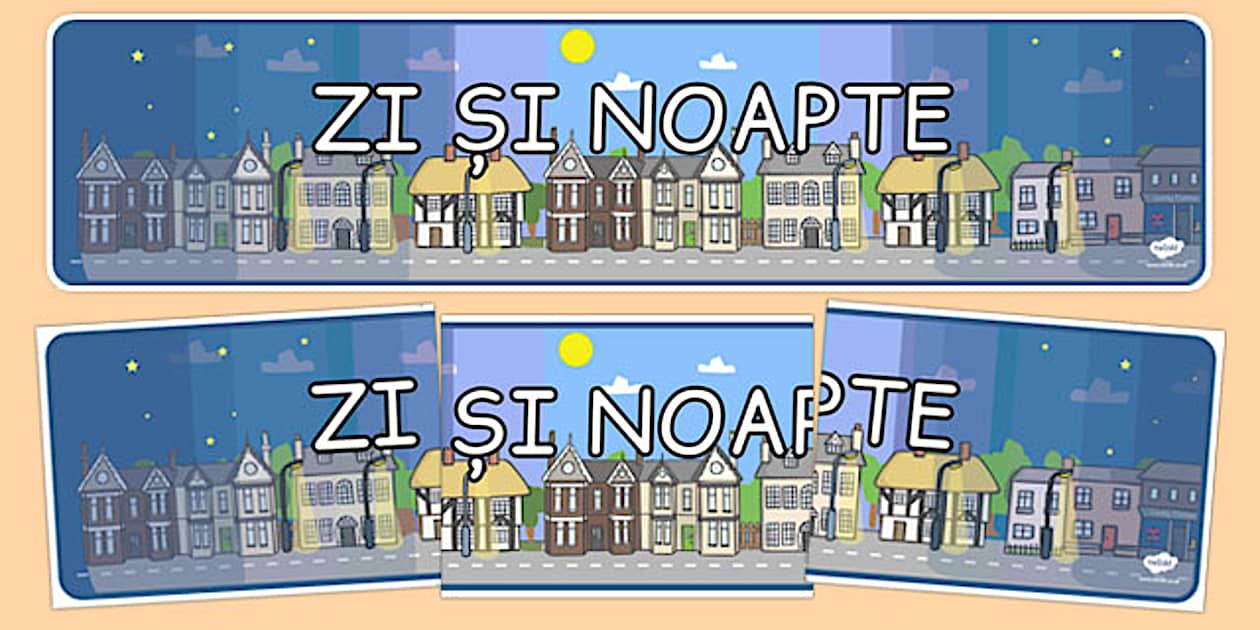 Zi și noapte - Banner (teacher made) - Twinkl