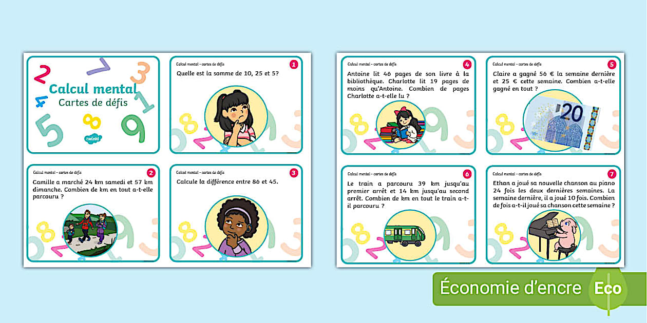 Cartes de défis de calcul mental | Ressource - Twinkl