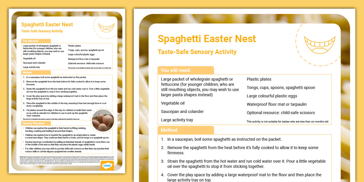 Spaghetti Easter Nest Taste-Safe Sensory Activity | Twinkl