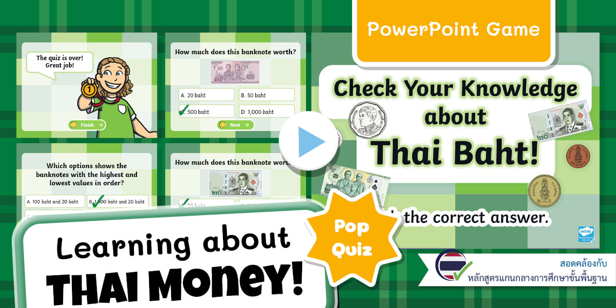 Learning about Thai Baht PowerPoint Pop Quiz