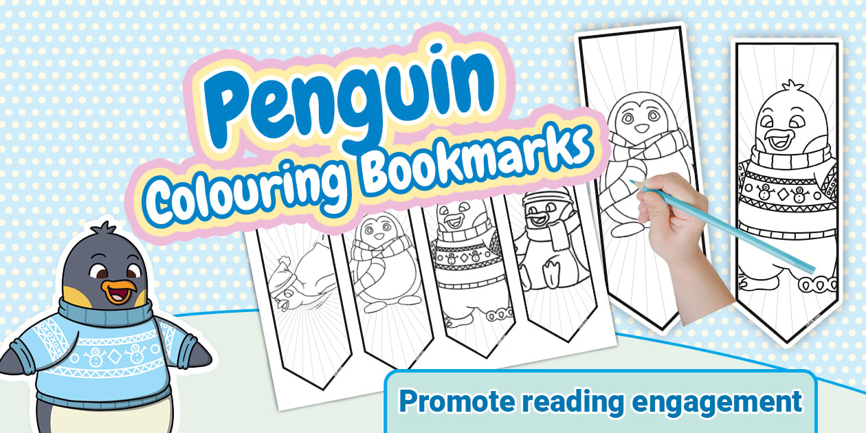 Penguin Colouring Bookmarks