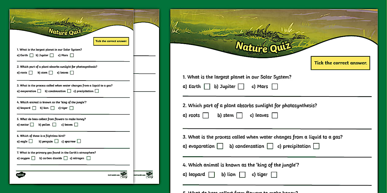 General Knowledge about Nature Quiz (Teacher-Made) - Twinkl