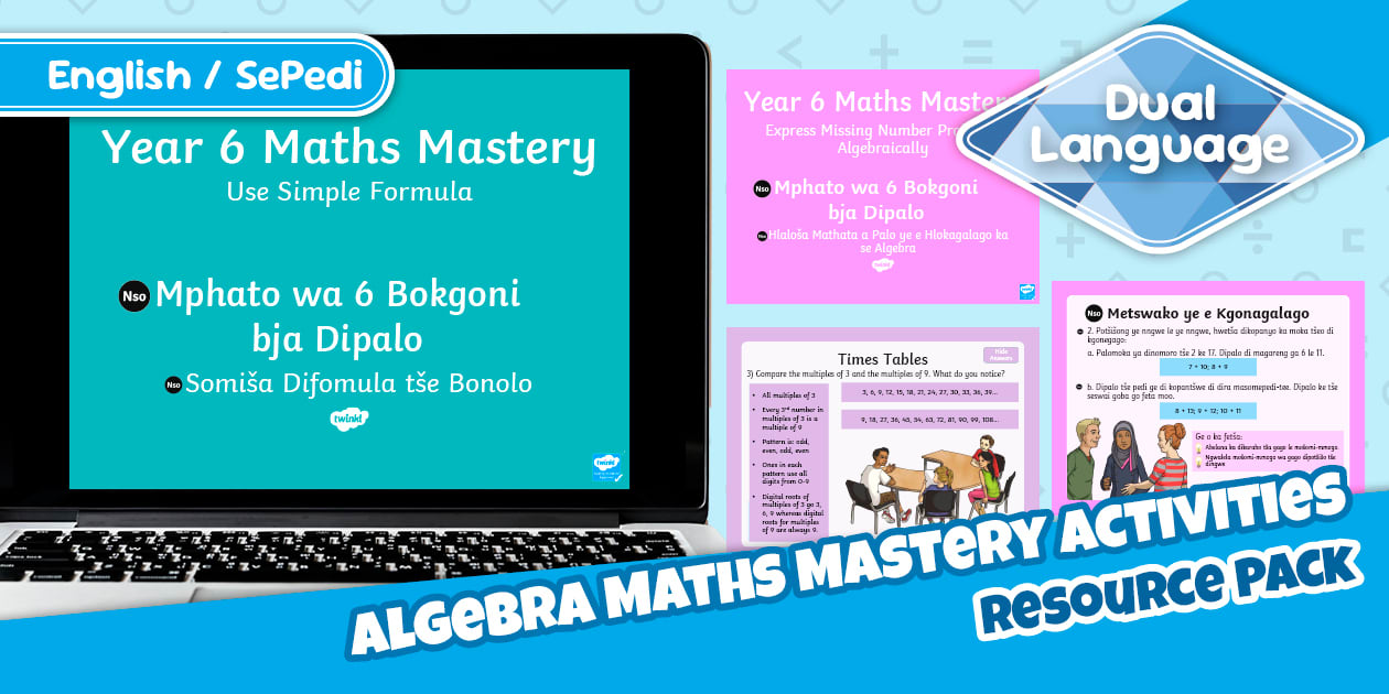 Grade 7 Maths Algebra Maths Mastery Pack Sepedi/English