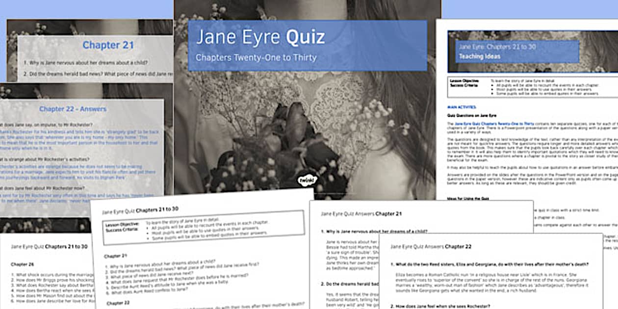Jane Eyre Quiz Chapters 21 to 30 - Twinkl