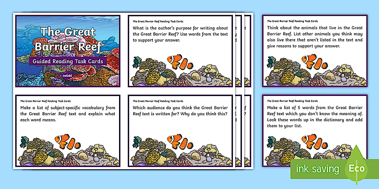 Great Barrier Reef Guided Reading Challenge Cards - Twinkl