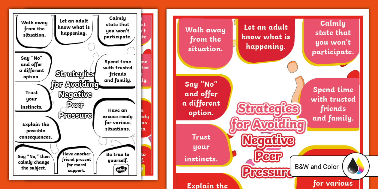 Strategies for Avoiding Negative Peer Pressure Poster