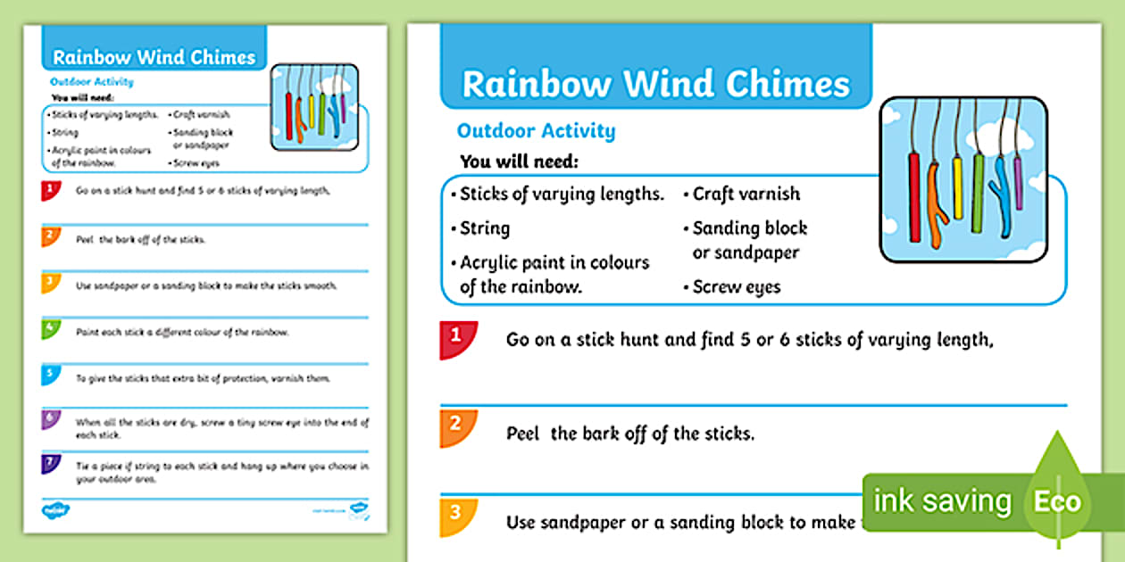 Rainbow Wind Chimes Outdoor Activity (teacher made) - Twinkl