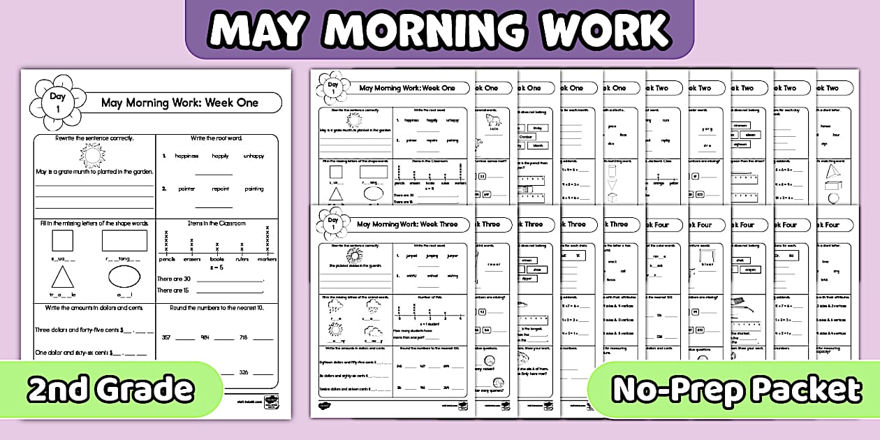 Second Grade May Morning Work Bundle (teacher made) - Twinkl