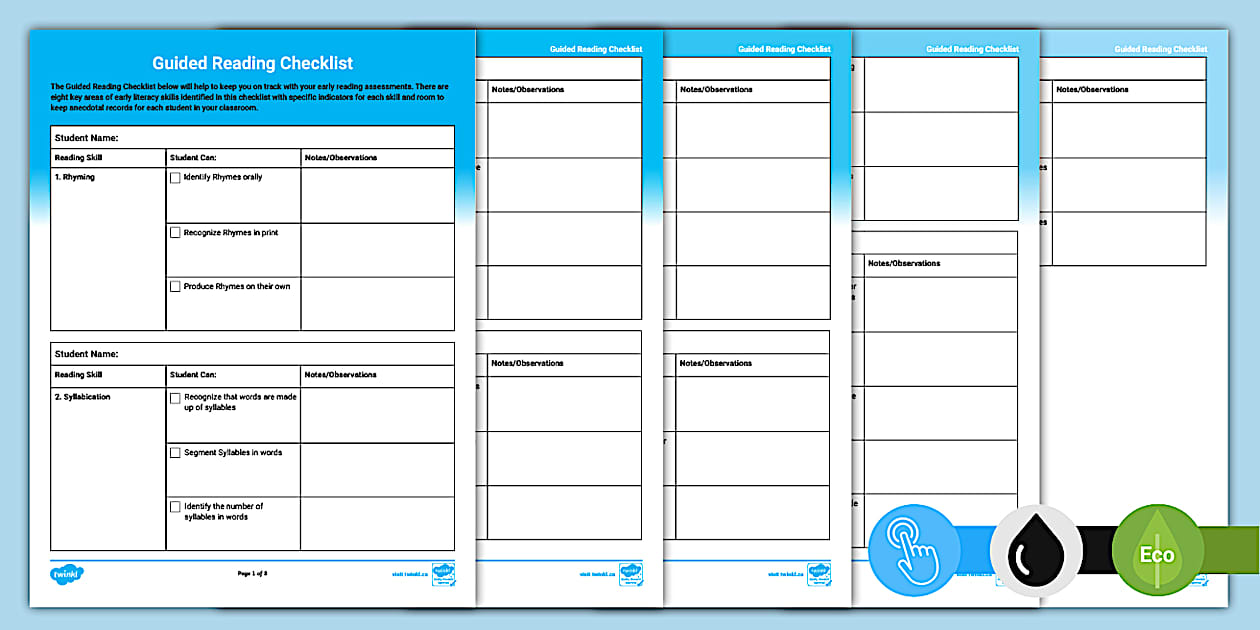 Guided Reading Checklist for Teachers - Check Progress
