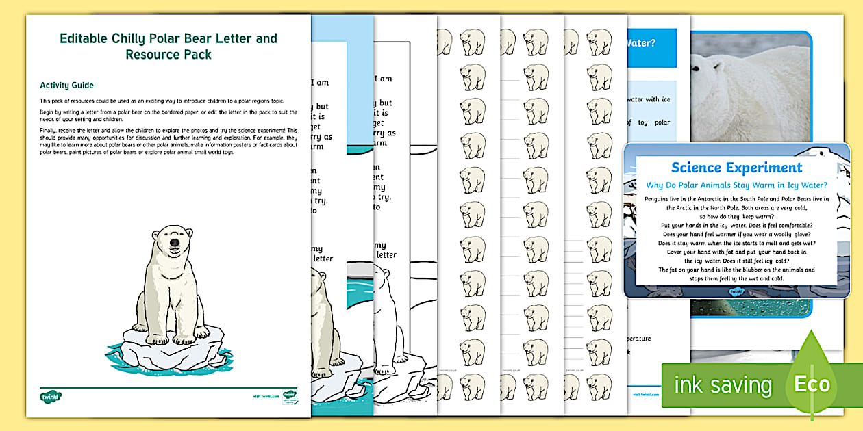 Editable Chilly Polar Bear Letter and Resource Pack Resource Pack