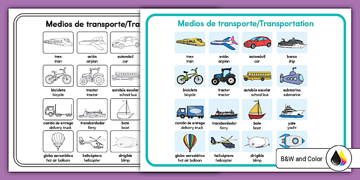 Transportation Word Mat in Spanish/English | Twinkl USA
