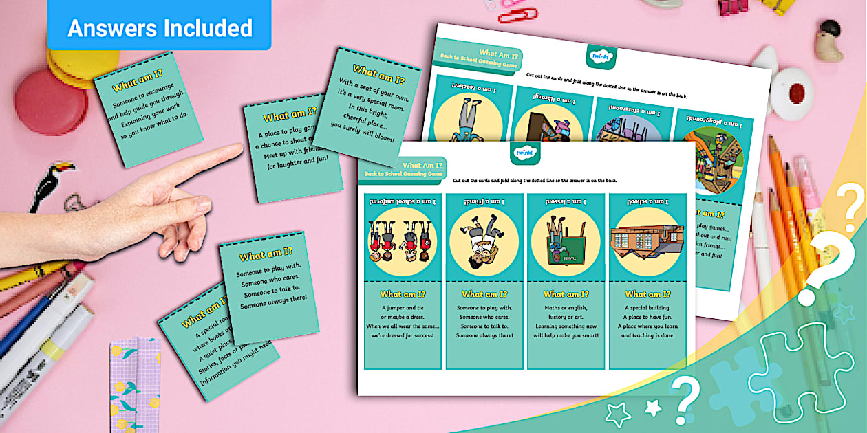 Fun Back to School What Am I? Guessing Game Puzzle Cards