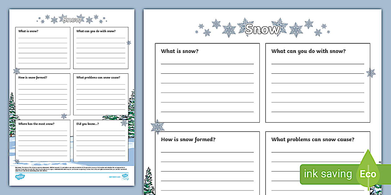 Snow Fact File Template (teacher made) - Twinkl
