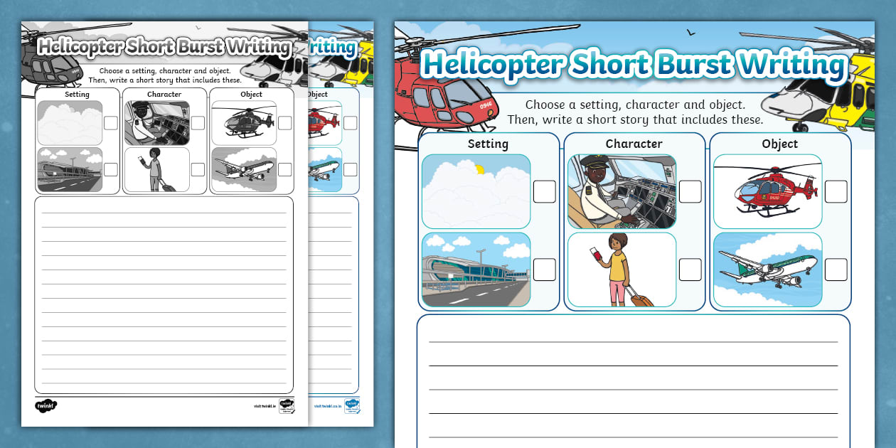 Helicopter Short Burst Writing Template (teacher made)