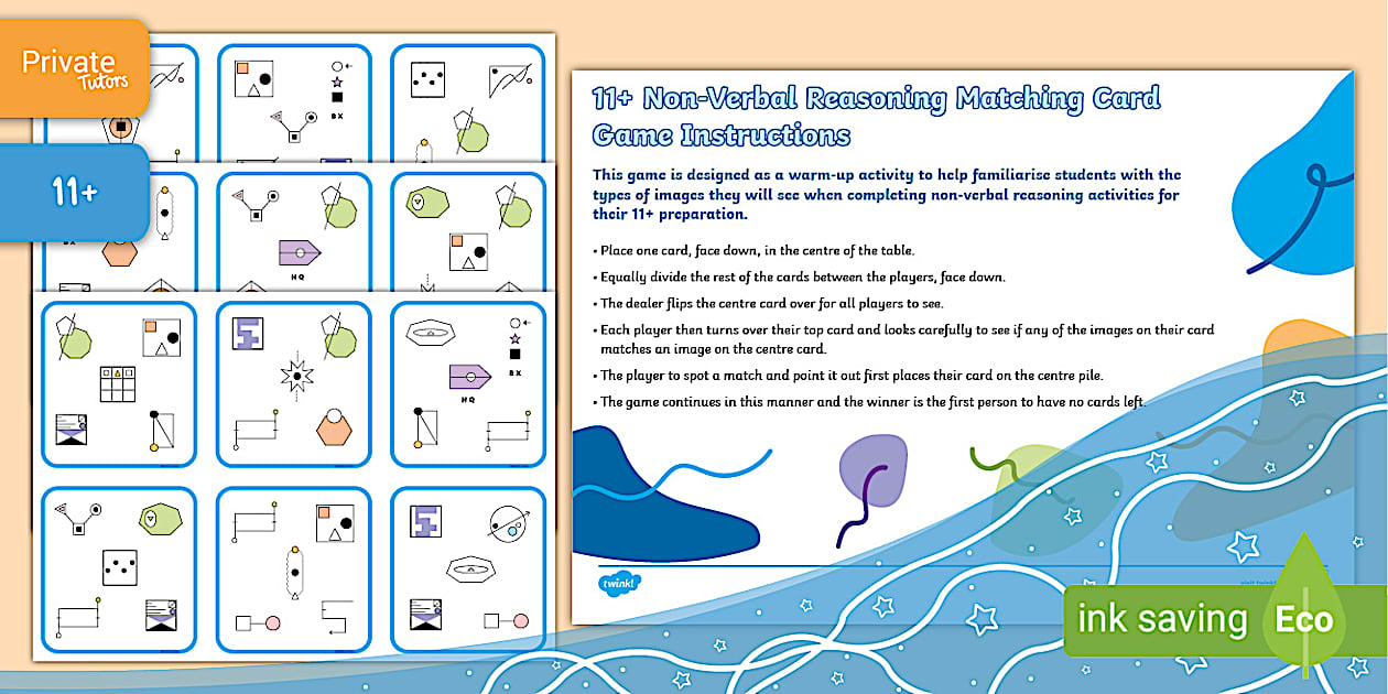11+ Non-Verbal Reasoning Matching Card Game (Teacher-Made)