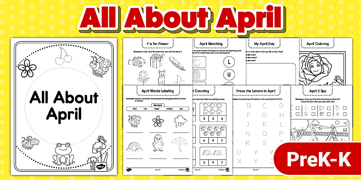 All About April Activity Booklet for PreK-K