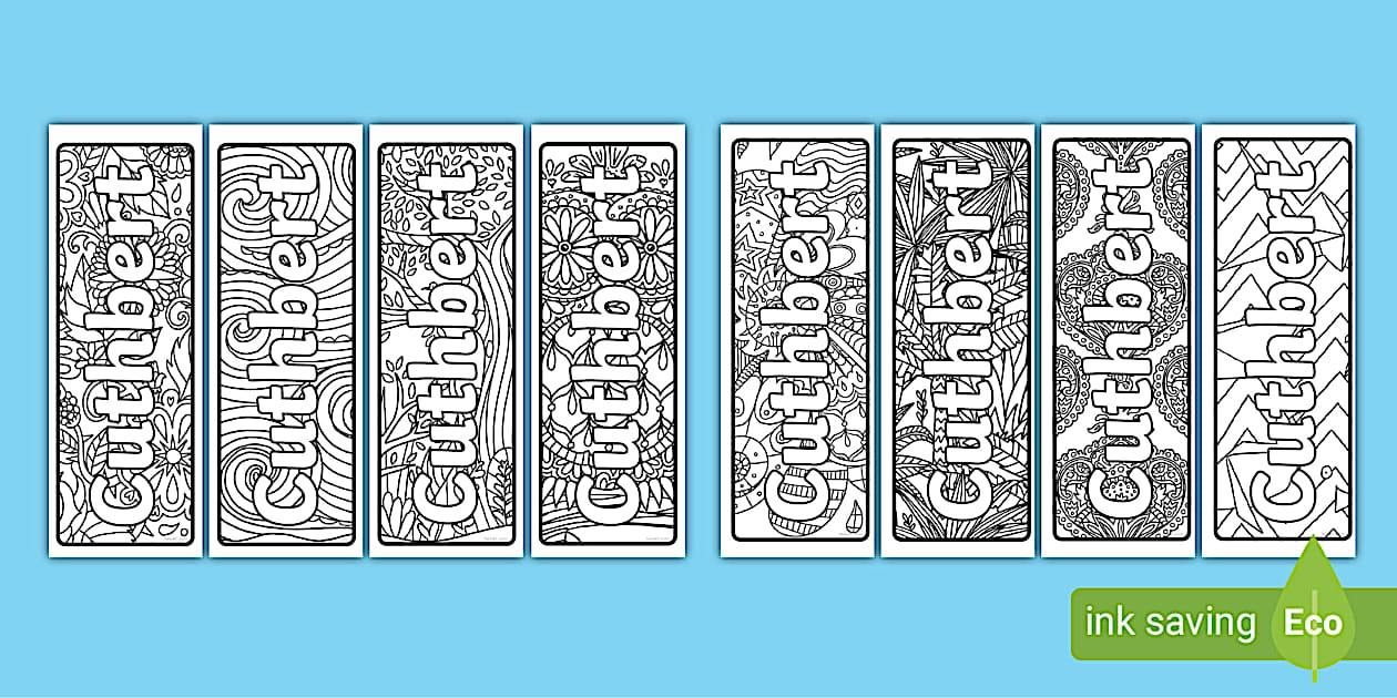 Cuthbert Mindfulness Name Colouring Bookmarks | Twinkl | KS1