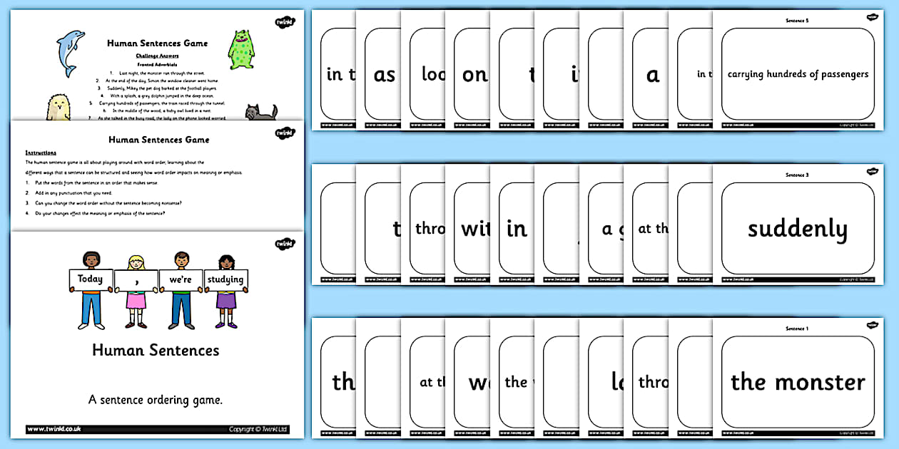 Human Sentences A Human Sentence Ordering Activity Flipchart