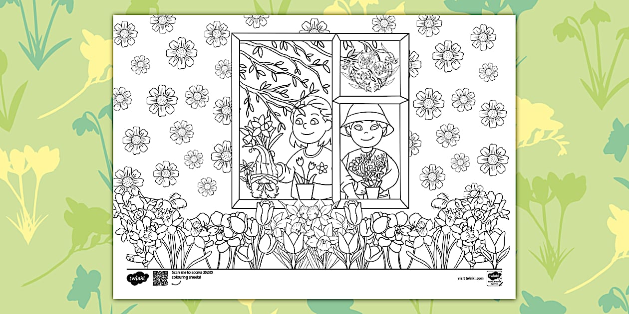Spring Flowers Mindfulness Colouring Sheet (teacher made)