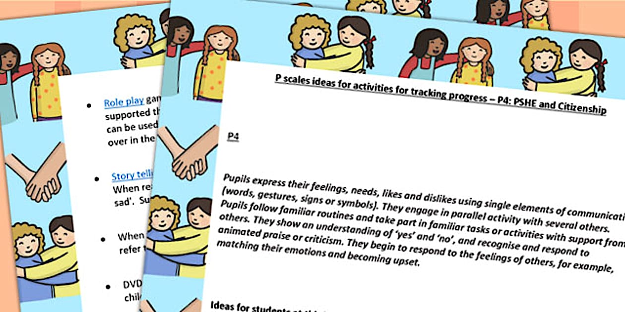 Black and White P Scales Ideas for Activities for Tracking Progress P4 PSHE