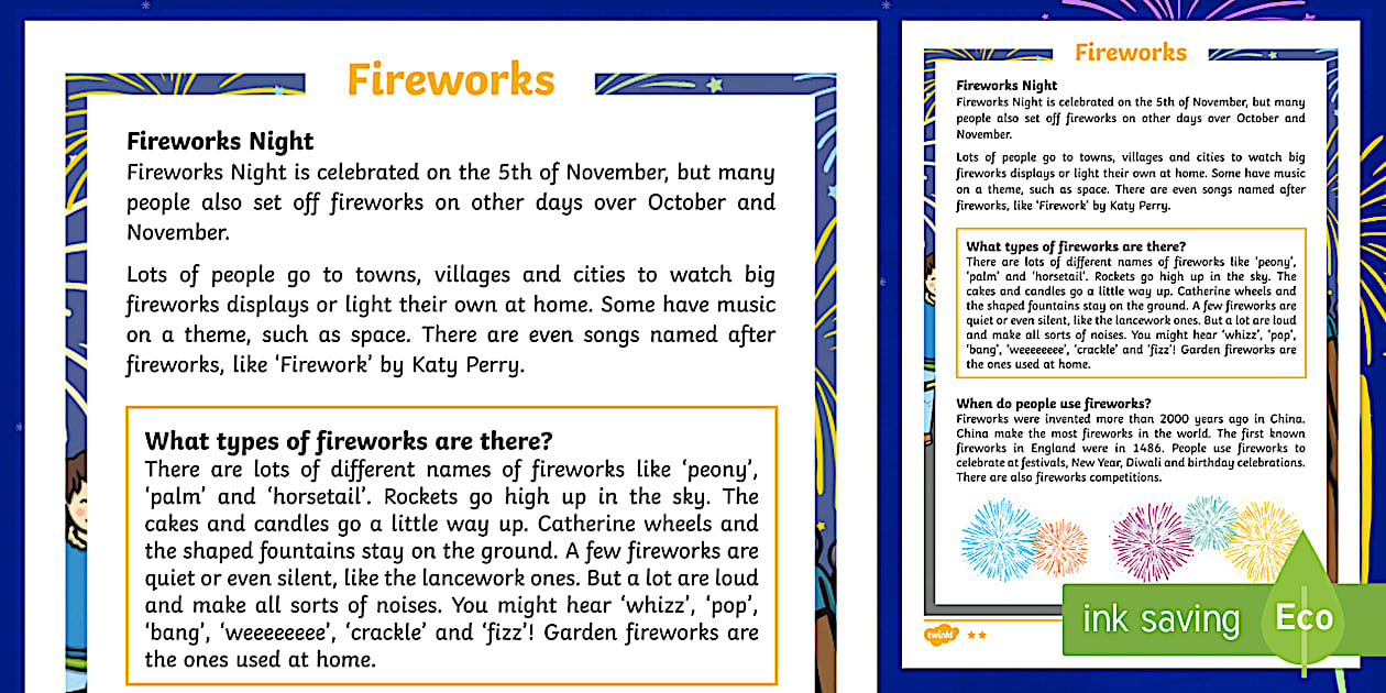 KS1 Fireworks Differentiated Fact File (teacher made)