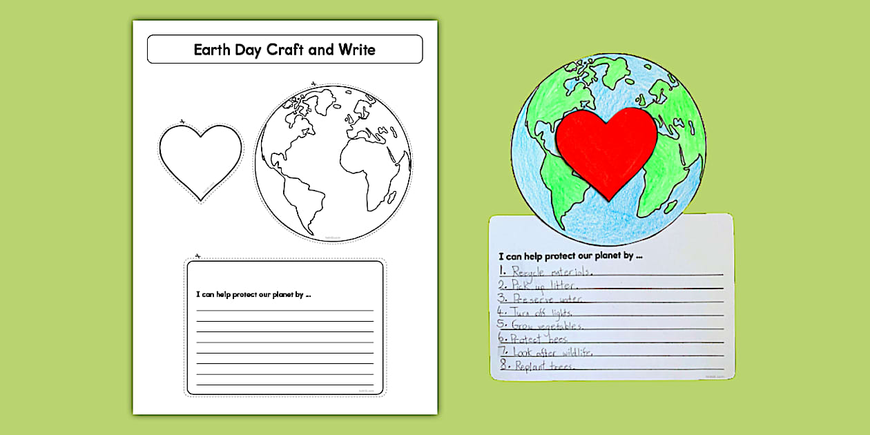 Earth Day Craft and Write Activity (teacher made) - Twinkl
