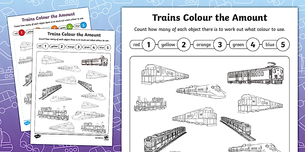 Grade R Maths - Trains Colour the Amount (CAPS Aligned)