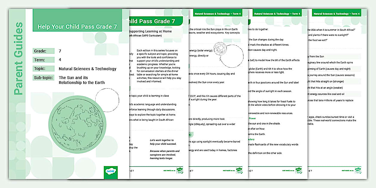 Help Your Child Pass Grade 7 Parent Guides - The Sun and its ...