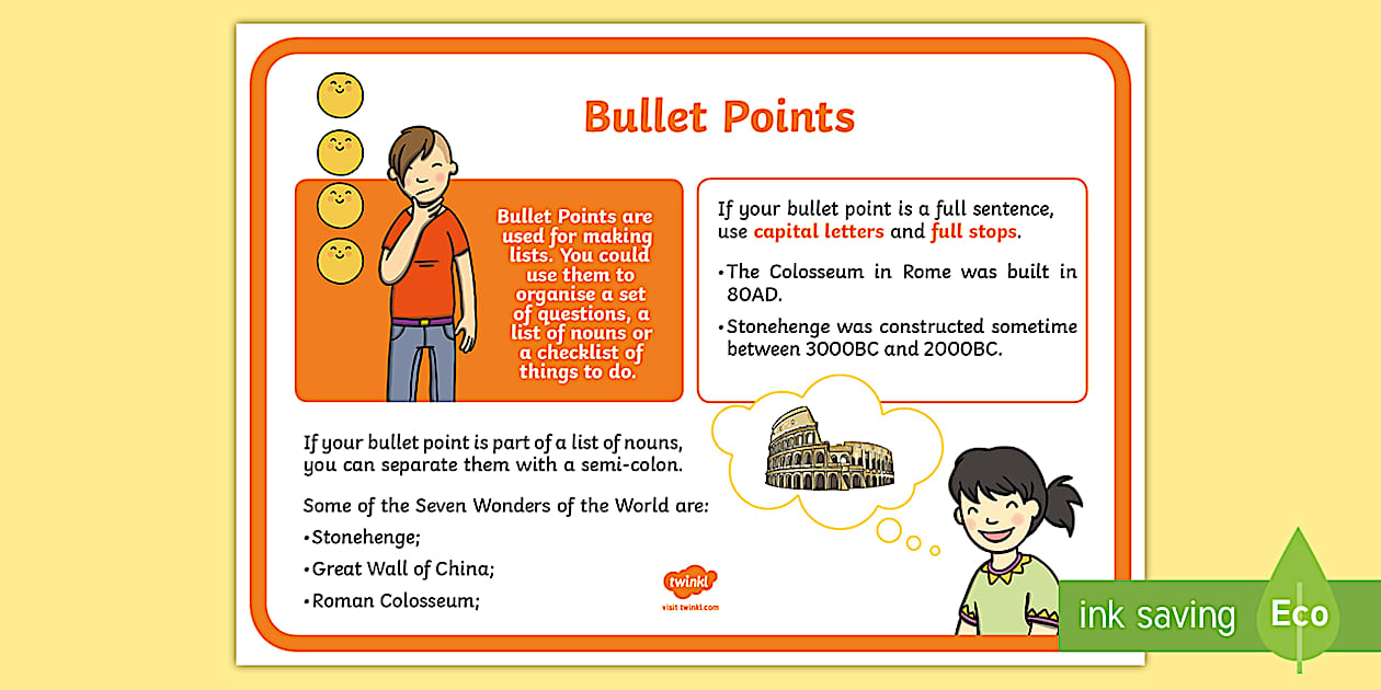 👉 Bullet Points Punctuation A4 Display Poster - Bullet Points ...