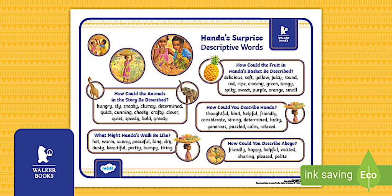Handa's Surprise Writing Activity | Descriptive Word Mat